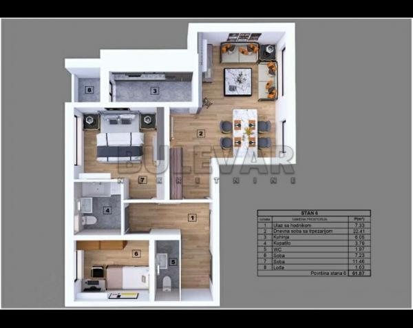 Vojislava Ilića, Dvoiposoban stan na prodaju, 62m2, 89.220€