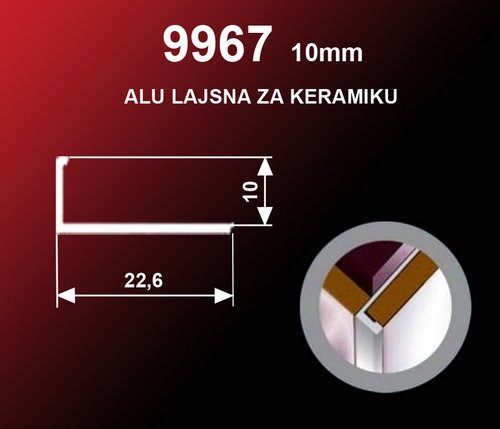 Alu Lajsna 10mm 9967 C35 Crna Mat