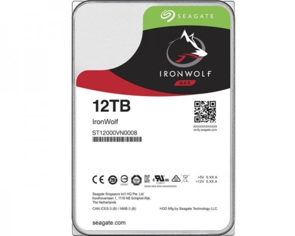 SEAGATE 12TB 3.5'' SATA 6 256MB ST12000VN0008 Ironwolf Guardian HDD