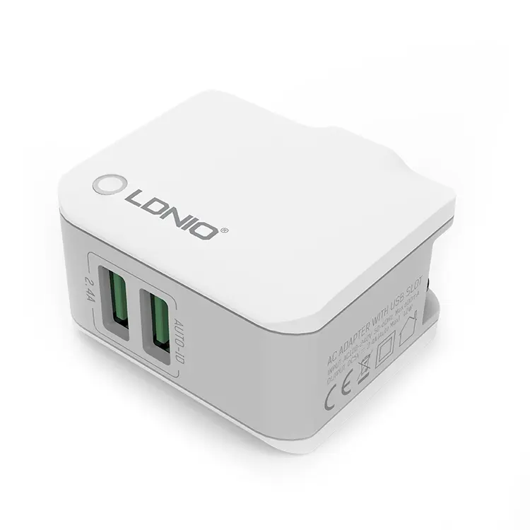 LDNIO A2203 Kućni punjač Dual USB, 2.4A, Type-C kabl, Beli