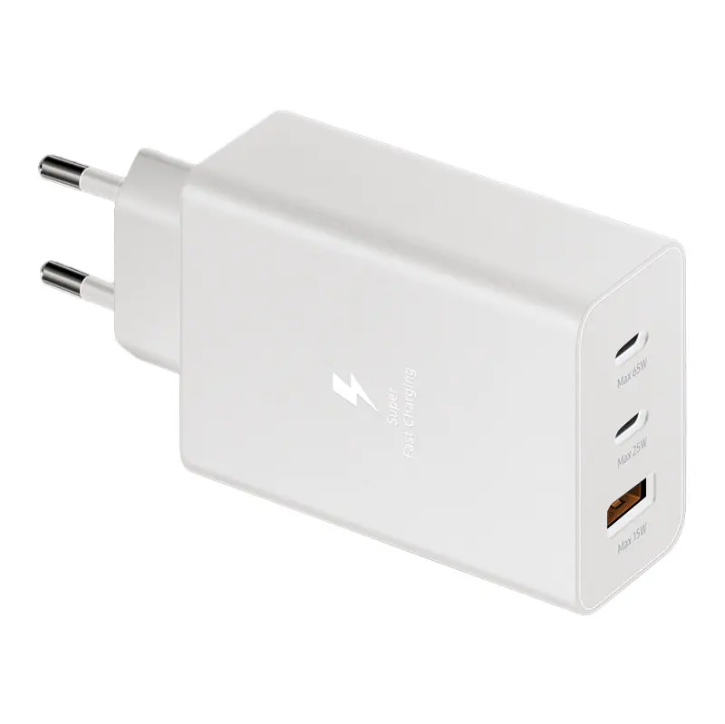 Kućni punjač Fast Charging Adapter Trio USB-Cx2,USB-A, Za Samsung PD, 65W, Type-c kablom, Beli