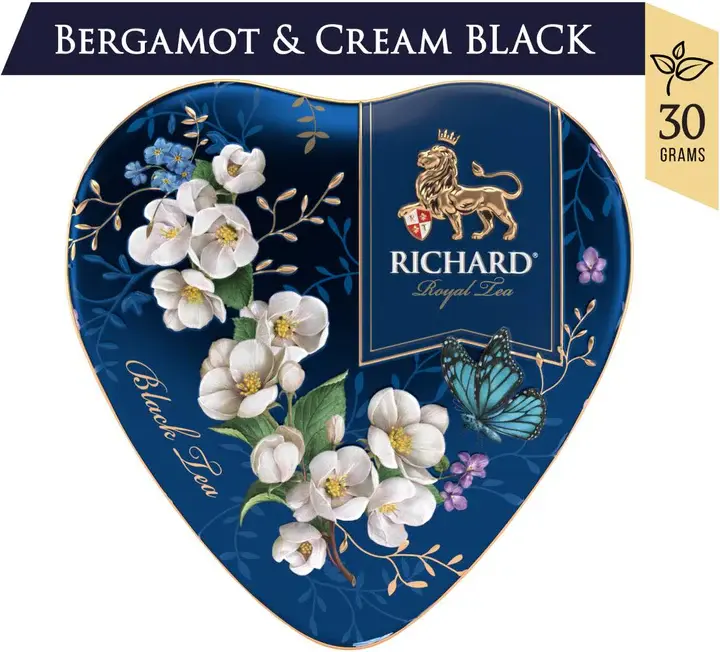 RICHARD Crni cejlonski čaj sa bergamotom i vanilom Tea Royal Heart metalna kutija BLUE 30g