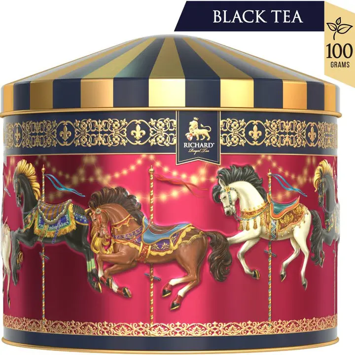 RICHARD Crni čaj Tea royal merrygoround metalna kutija metalna kutija RED 100g