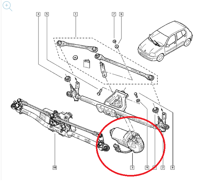 MOTOR BRISAČA PREDNJI 7701207956