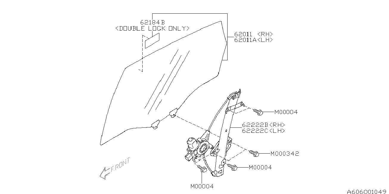 PODIZAC PROZORA POZADI DESNO 61042FG001