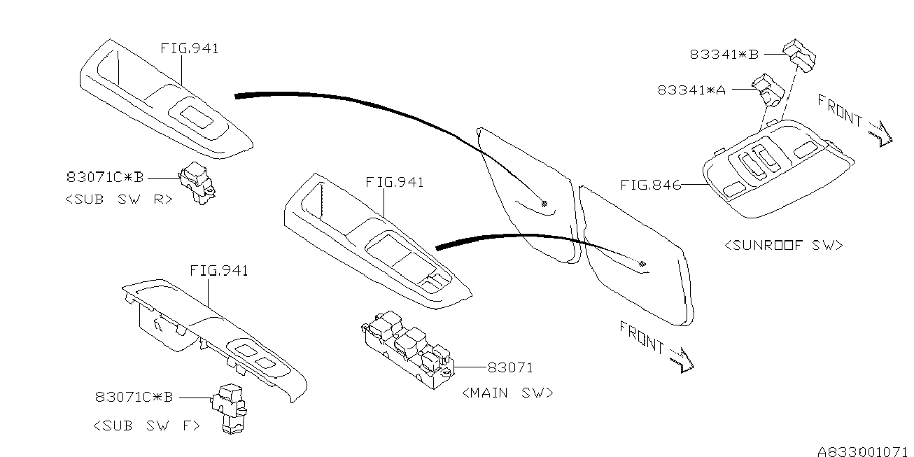prekidač podizača prozora vozačeva strana 83071FG030