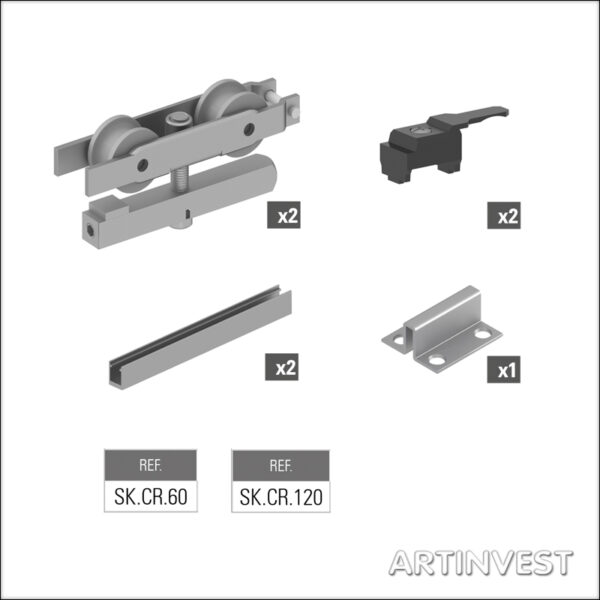 SKY – Set mehanizam za klizna vrata ALU/DRVENA 120Kg – SK.CR.120