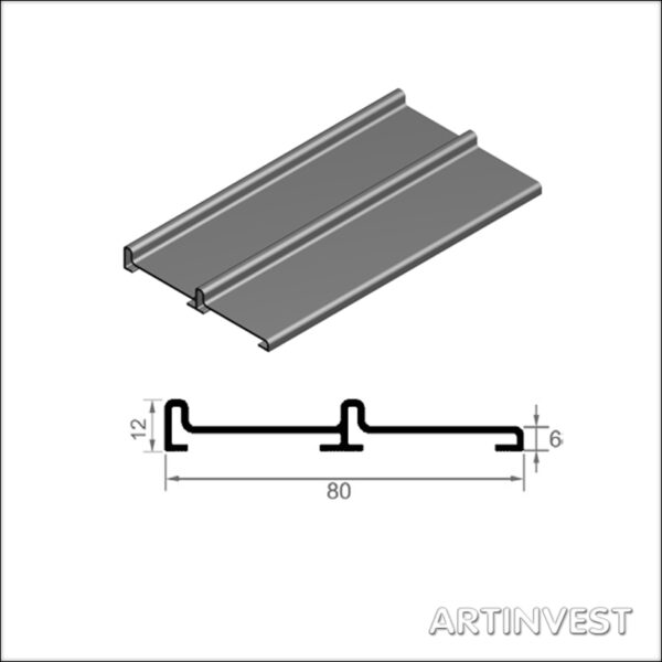 S80 – Aluminium door stop 80X12 bočni profil 2.75m Aluminium – 483.A.PM