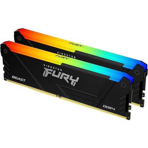 Kingston 32GB (2x16GB) DDR4 3200MT/s CL16 FURY Beast RGB Black XMP DIMM memorija | KF432C16BB2AK2/32