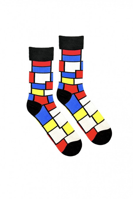 Čarape WANTEE- kvadrati plavi, beli, crveni, zuti