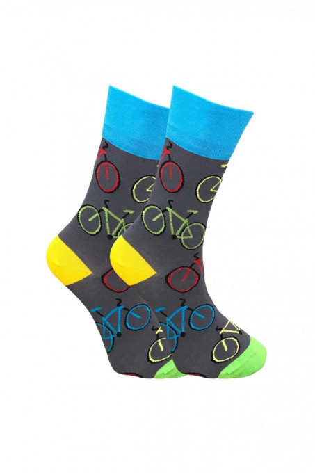 Čarape WANTEE- sive sa motivom bicikla