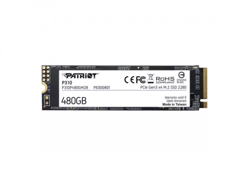 SSD M.2 NVMe 480GB Patriot P310 1700MBs/1500MBs P310P480GM28