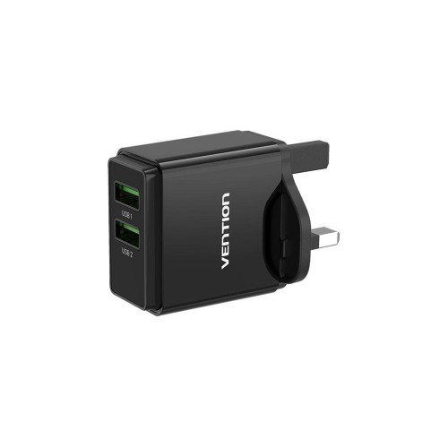 Punjac sa 2 ulaza USB A 18/18W - Crni (US prikljucak)