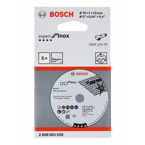 Rezna ploča Expert for Inox Bosch 2608601520, A 60 R INOX BF; 76 mm; 1 mm; 10 mm