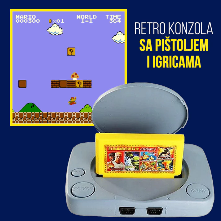 Retro konzola sa pištoljem i UGRAĐENIM igricama