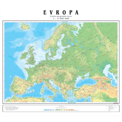 ENS-00099 Evropa, (fizičko – geografska) ekstra dimenzija – plastificirana (piši – briši)