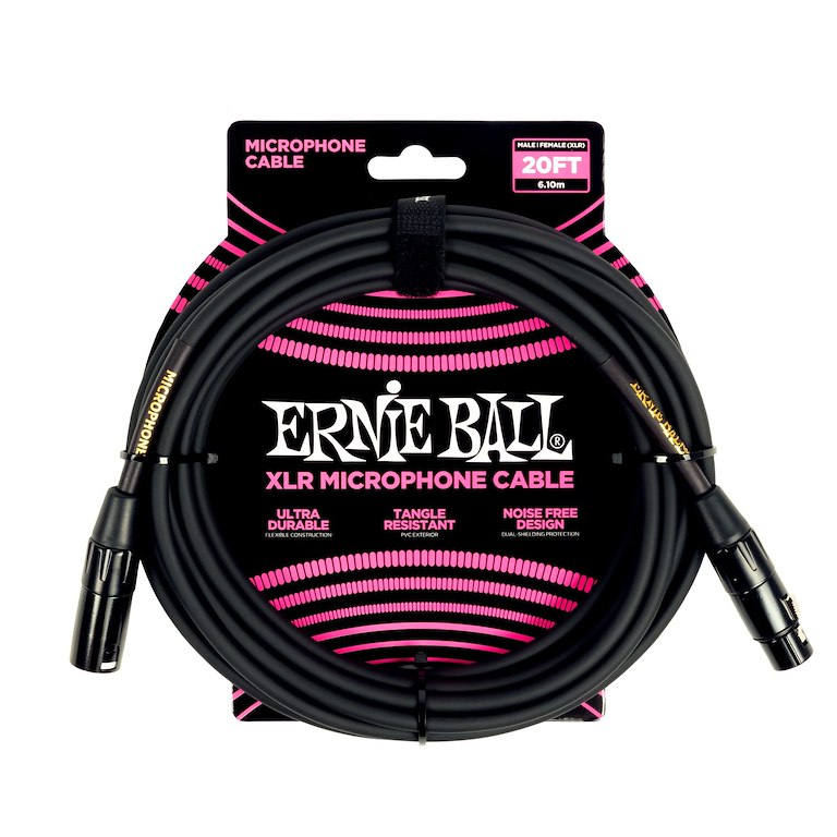 Ernie Ball PO6388 XLR M/F 20ft BK (6m) mikrofonski kabl