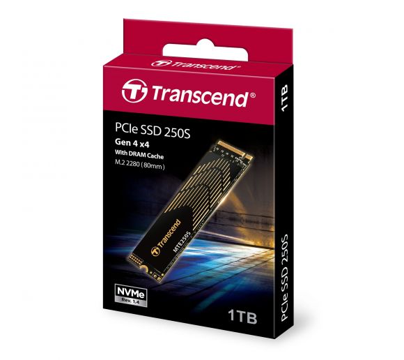 Transcend - 1TB, M.2 2280, PCIe Gen4x4, NVMe, 3D TLC, with Dram, Read/Write up to 7,200/6,200 MB/s, Graphene Heatsink