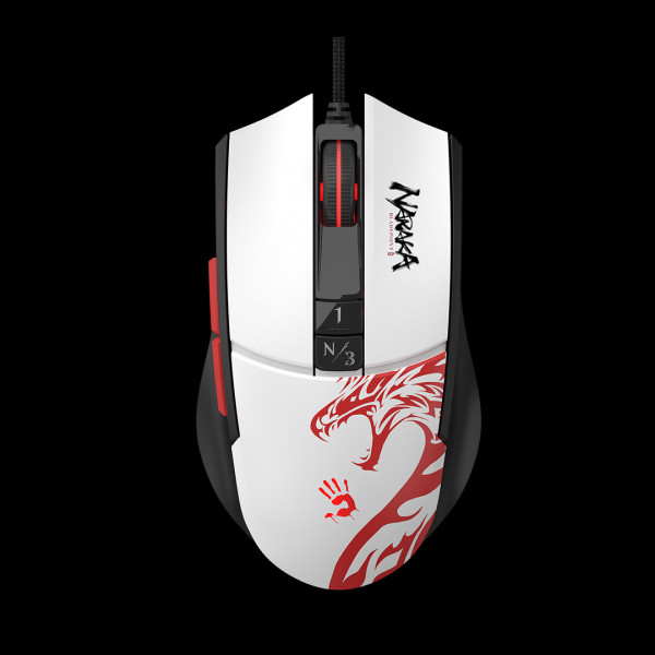 A4-W95 Max NARAKA Bloody RGB Gejmerski mis, 2000Hz/100-12.000 DPI, White USB 135mm