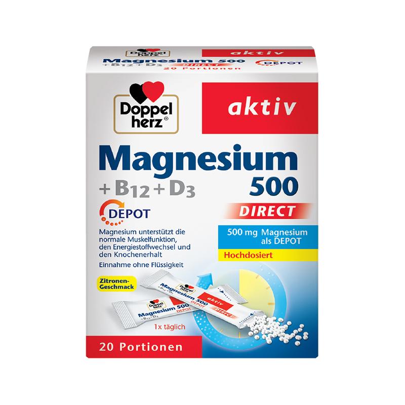 Doppelherz Aktiv Magnezijum 500+Vitamin B12+D3 20 direkt depo kesica kesica
