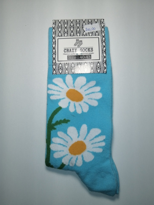 Čarape svetlo plave sa motivom cveta