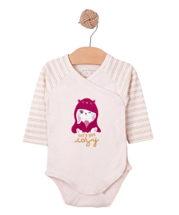 Just Kiddin baby bodi na preklop za devojčice 3-6 meseci Self Care Beige - 18000533