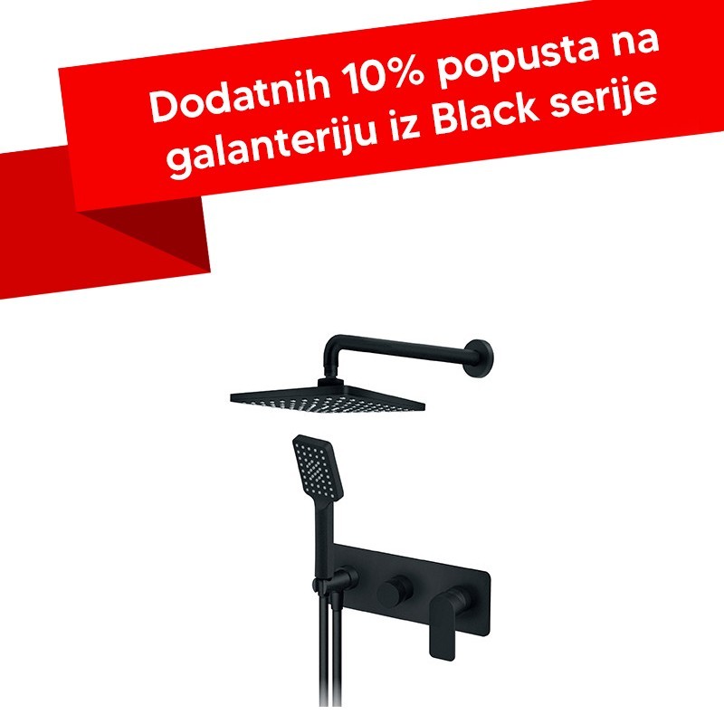 Baterija uzidna za tuš kadu Rosan S2 BLACK 231605B