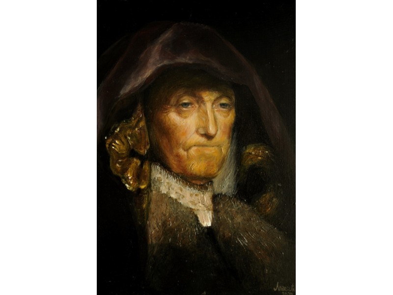 Reprodukcija slike ,,Rembrantova majka", ulje na dasci