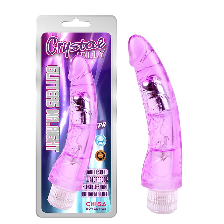 Ljubicasti Vibrator 22cm Glitters Mr.Right Purple