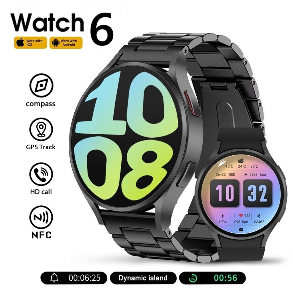Watch 6 Bluetooth GPS NFC Smart Watch BT Poziv Watch 6 GPS pametni