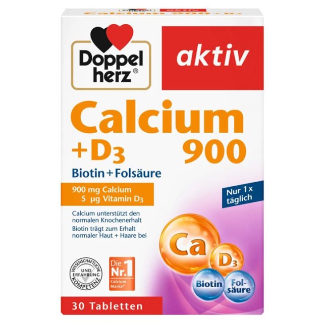 DOPPELHERZ AKTIV KALCIJUM 900 + D3 + BIOTIN + FOLNA KISELINA - Preparat za bolje i jače kosti