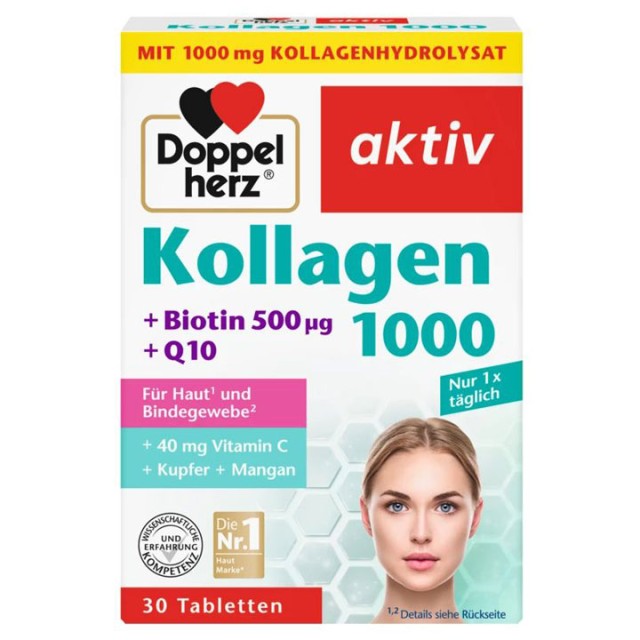 DOPPELHERZ AKTIV KOLAGEN 100 + BIOTIN + KOENZIM Q10 - Preparat za lepu i zdravu kožu