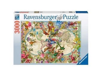 Ravensburger puzzle Mapa sveta/ flora i fauna - 3000 delova