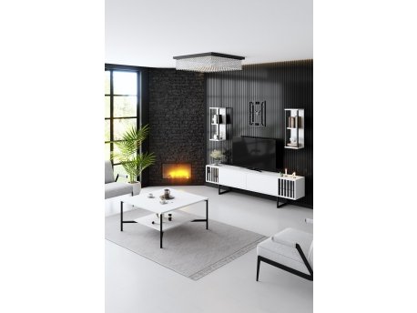 HANAH HOME Set za dnevnu sobu Chrome Line Set White Black