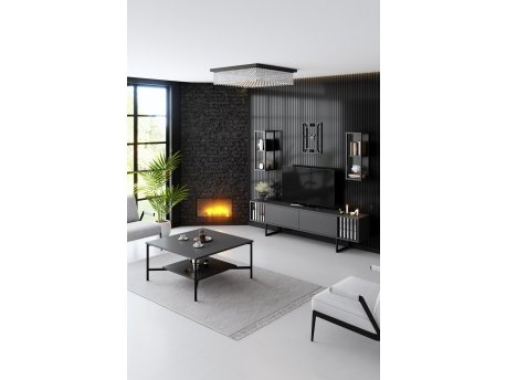 HANAH HOME Set za dnevnu sobu Chrome Line Set Anthracite Black