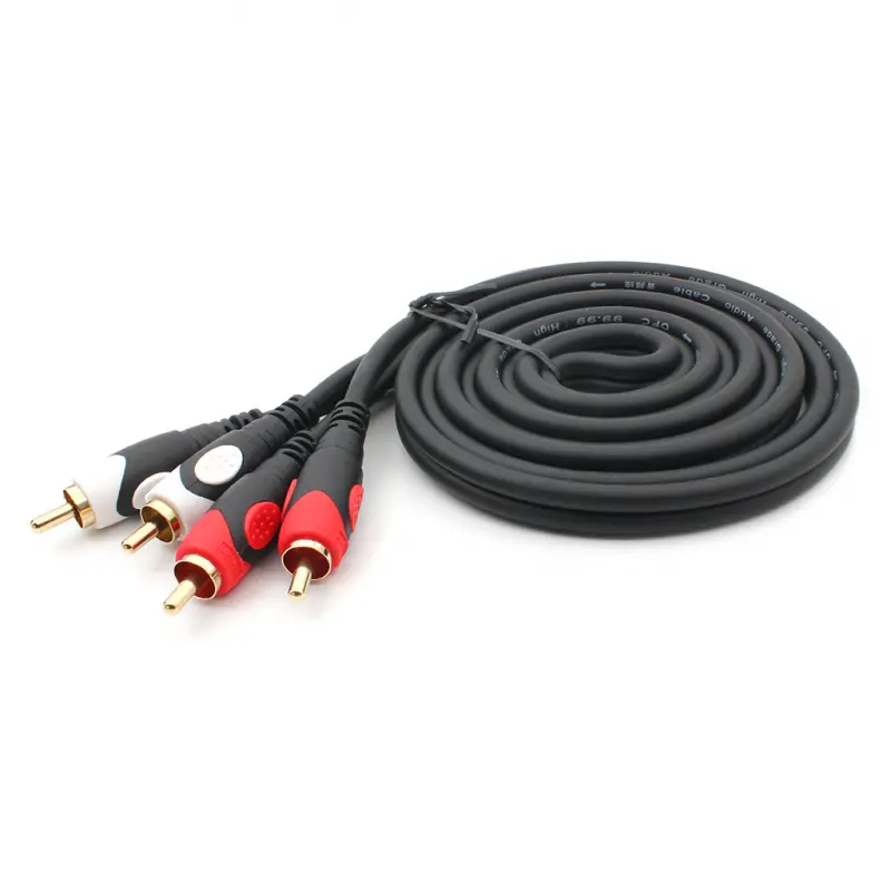 JWD-AU06 Kabl 2x RCA na 2x RCA, Bakarni, 1.8m, Crni