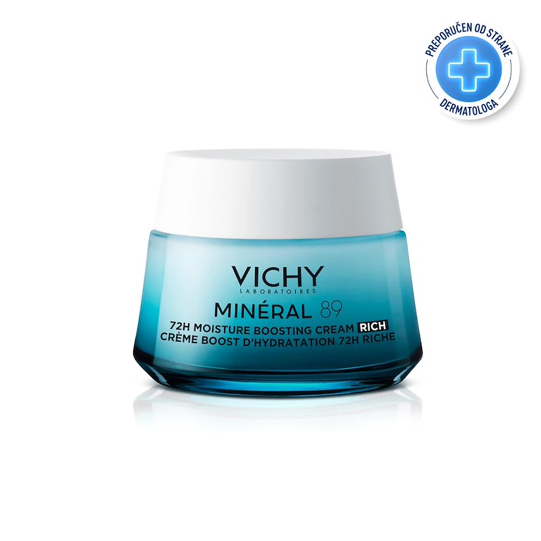 VICHY MINÉRAL 89 RICH Krema za Intenzivnu Hidrataciju Tokom 72h Bogata Tekstura 50 mL, sa Hijaluronskom Kiselinom i Vitaminima B3 i E