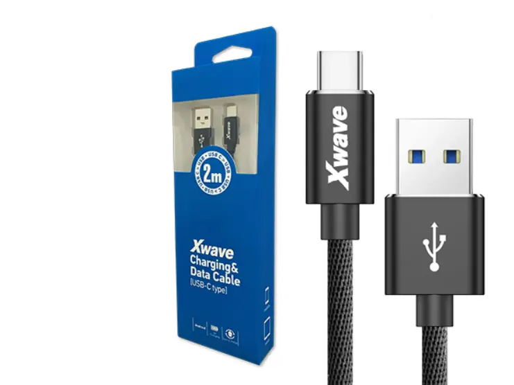 Xwave USB kabl, TIP-C 3.0 tip A USB 3.1 2m 3A, Aluminijum, Crni