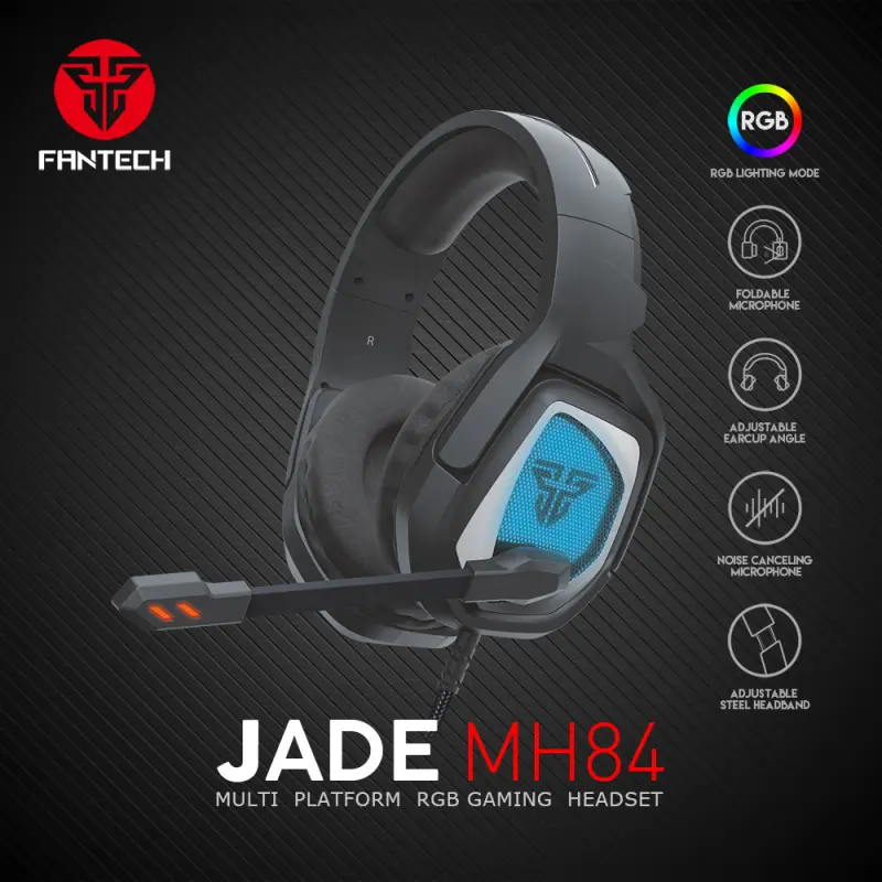 FANTECH MH84 Jade Gaming slušalice sa mikrofonom, Žično povezivanje, RGB osvetljenje, Crna