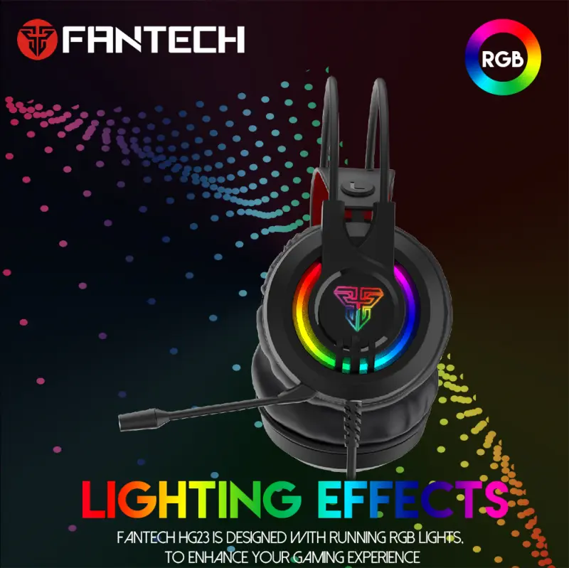FANTECH HG20 Chief II Gaming slušalice sa mikrofonom, Žično povezivanje, RGB osvetljenje, Crna