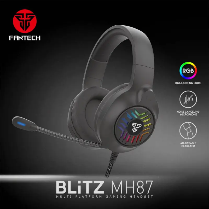 FANTECH MH87 Blitz Gaming slušalice sa mikrofonom, Žično povezivanje, Crna