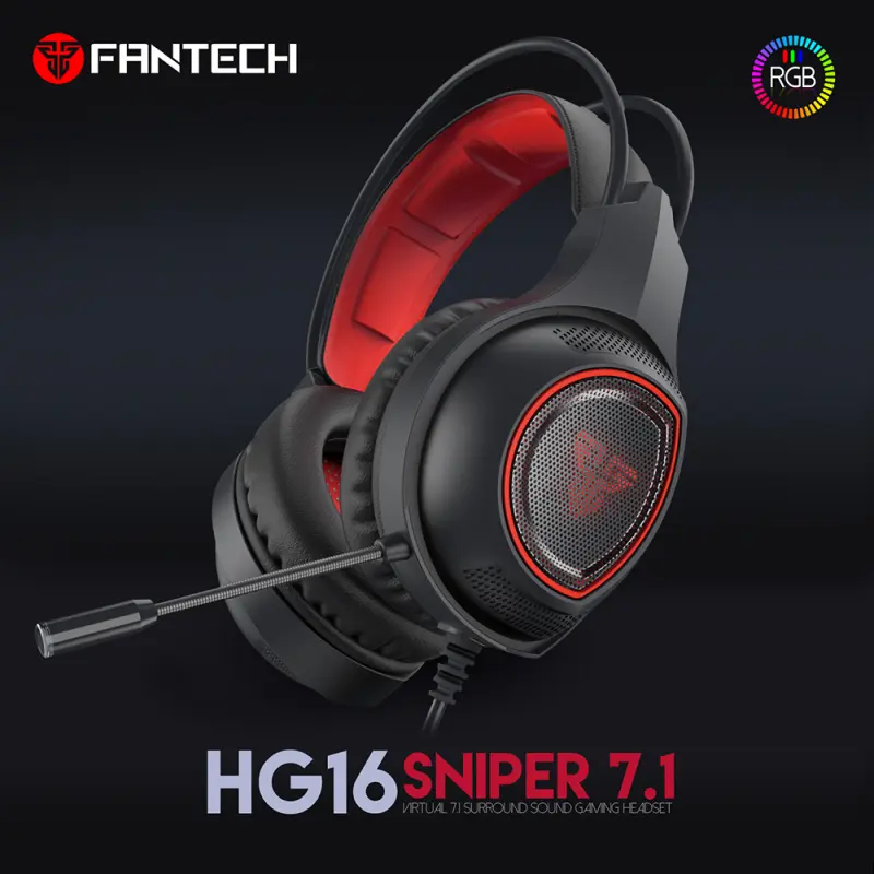 FANTECH HG16 Sniper 7.1 Gaming slušalice sa mikrofonom, Žično povezivanje, Crna