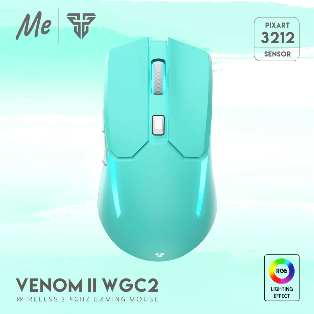 FANTECH WGC2 Venom II Mint Edition Gaming optički miš, Bežično povezivanje, Pozadinsko osvetljenje, Menta