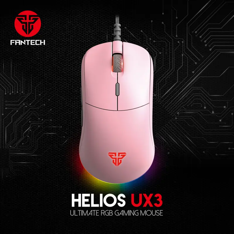 FANTECH UX3 Helios Sakura Gaming optički miš, Žično povezivanje, Roze