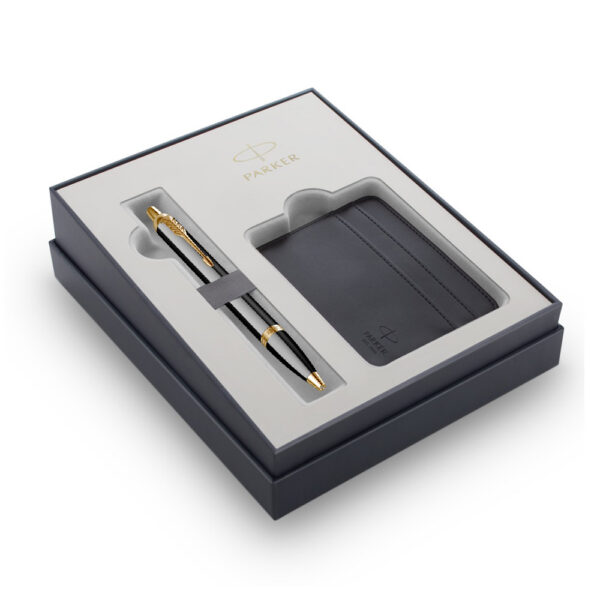 Parker poklon SET Royal Im Black GT – Hemijska olovka + Futrola za platne kartice