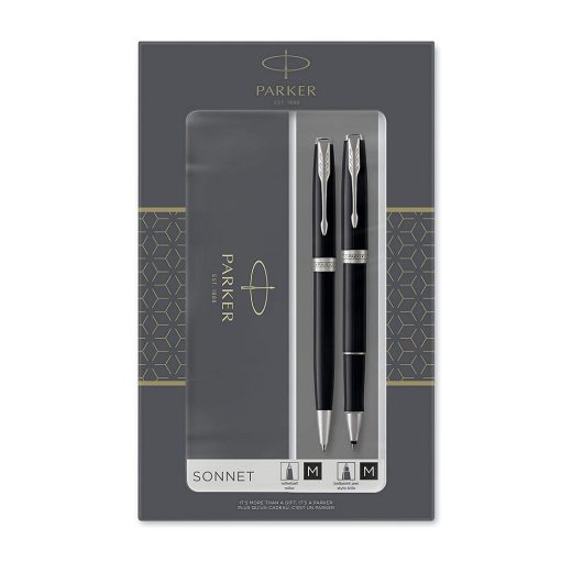 Parker poklon SET Sonet Black CT – Hemijska olovka + Roler