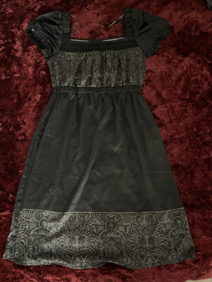 Crna svilena unikatna haljina gothic