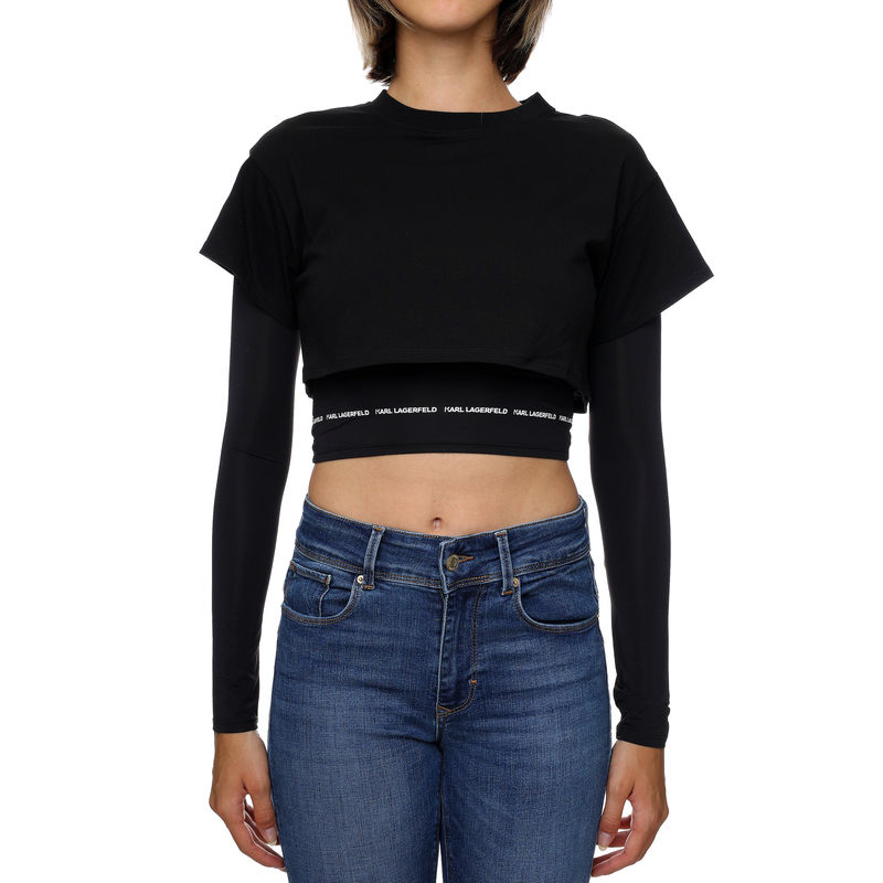 Ženski top Karl Lagerfeld Double Layer Lslv Top