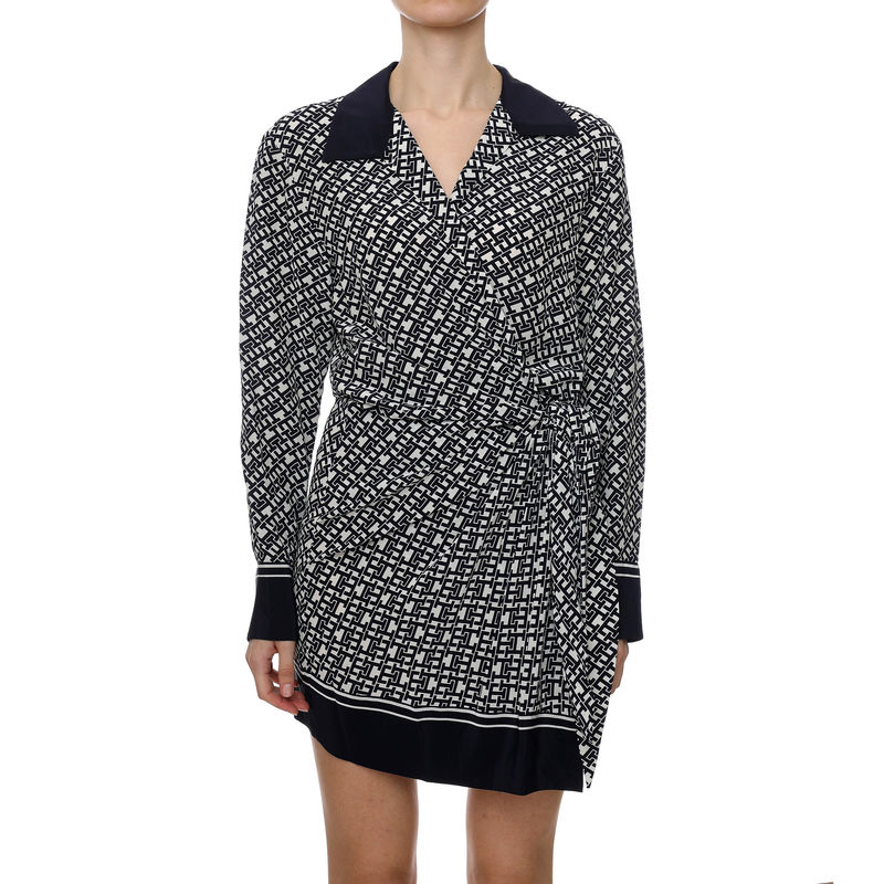 Ženska haljina Tommy Hilfiger Monogram Knotted Shirt Dress