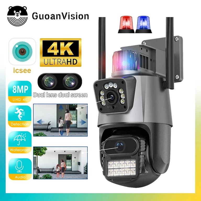 Sigurnosna Dual Kamera za Video Nadzor Sa AI Detekcijom i sirenom 4k 8x zoom